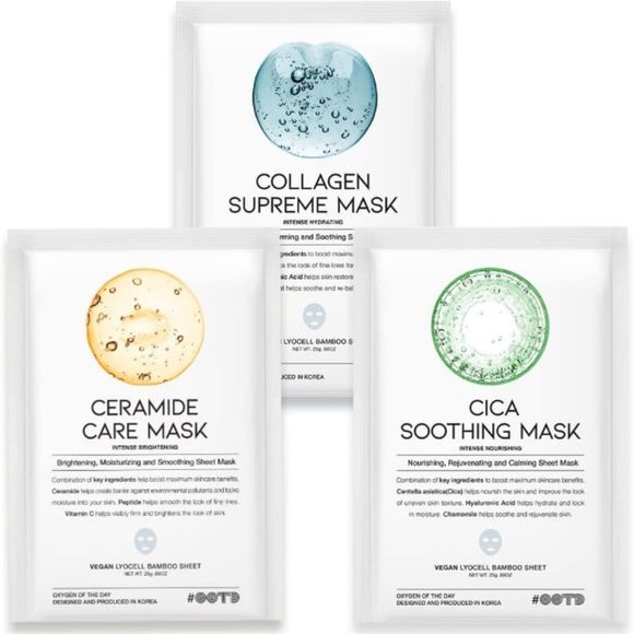 Oxygen of the Day | Skincare | 3 All Naturalface Masks Mix Collagen ...